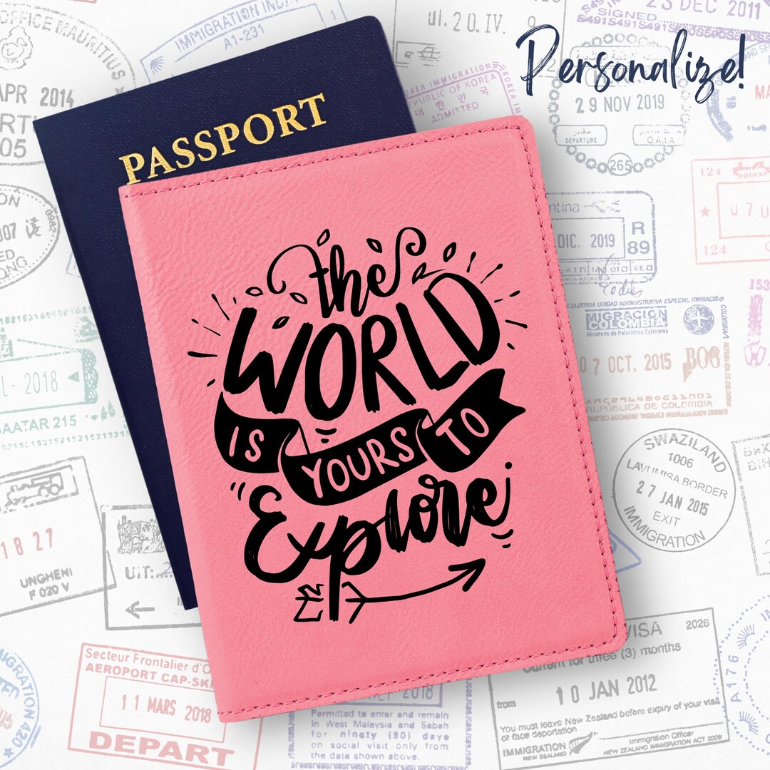 Pink Passport Cover Sleeve World is Yours Travel Gifts and Passport ...