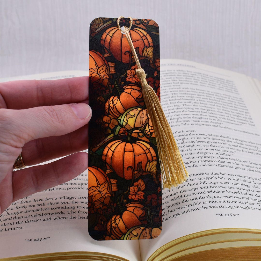 Cute Stained Glass Pumpkin Fall Bookmark for Fall Festival Prizes or ...