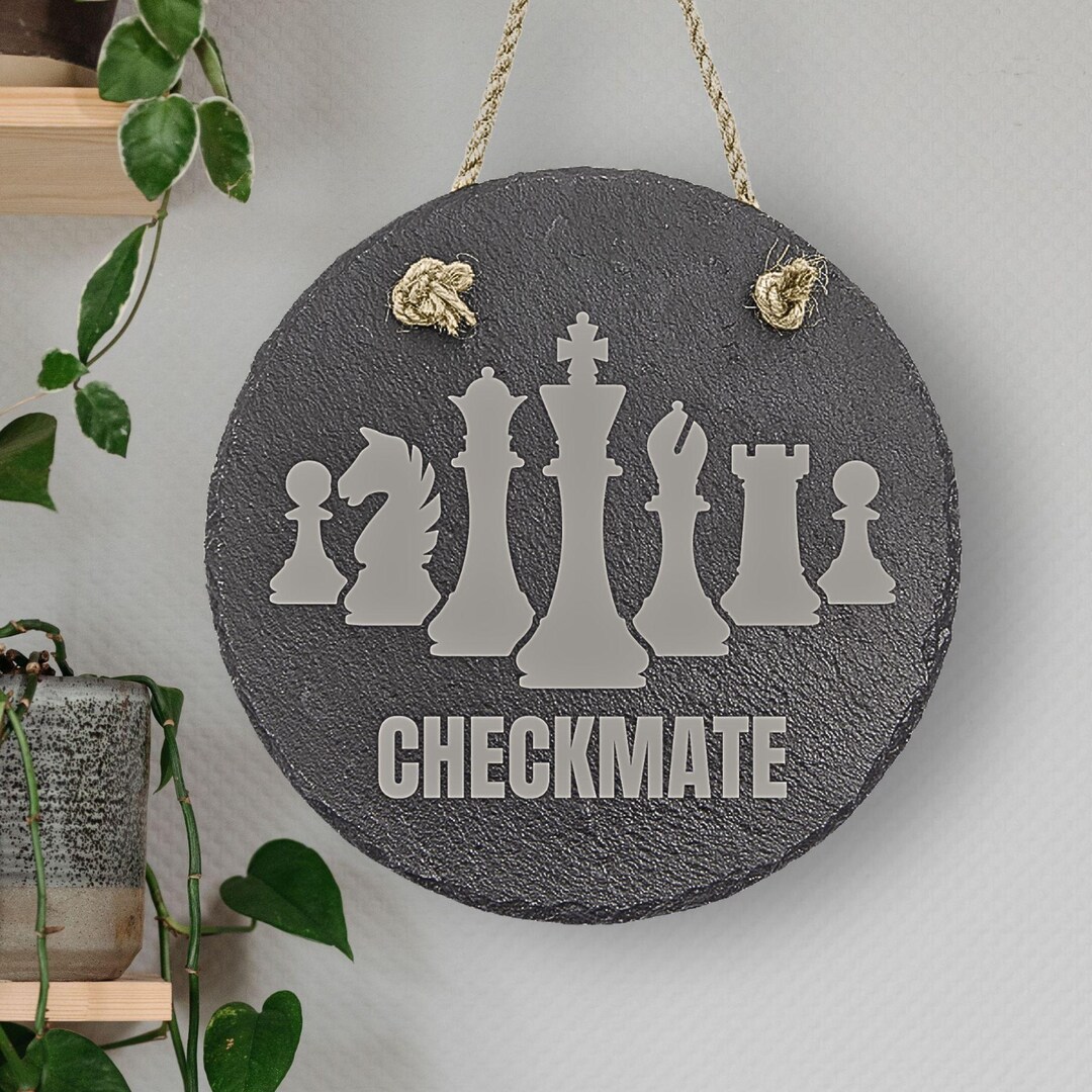 Chess Gifts Checkmate Chess Pieces Set Wall Decor Sign or Gifts for Him ...