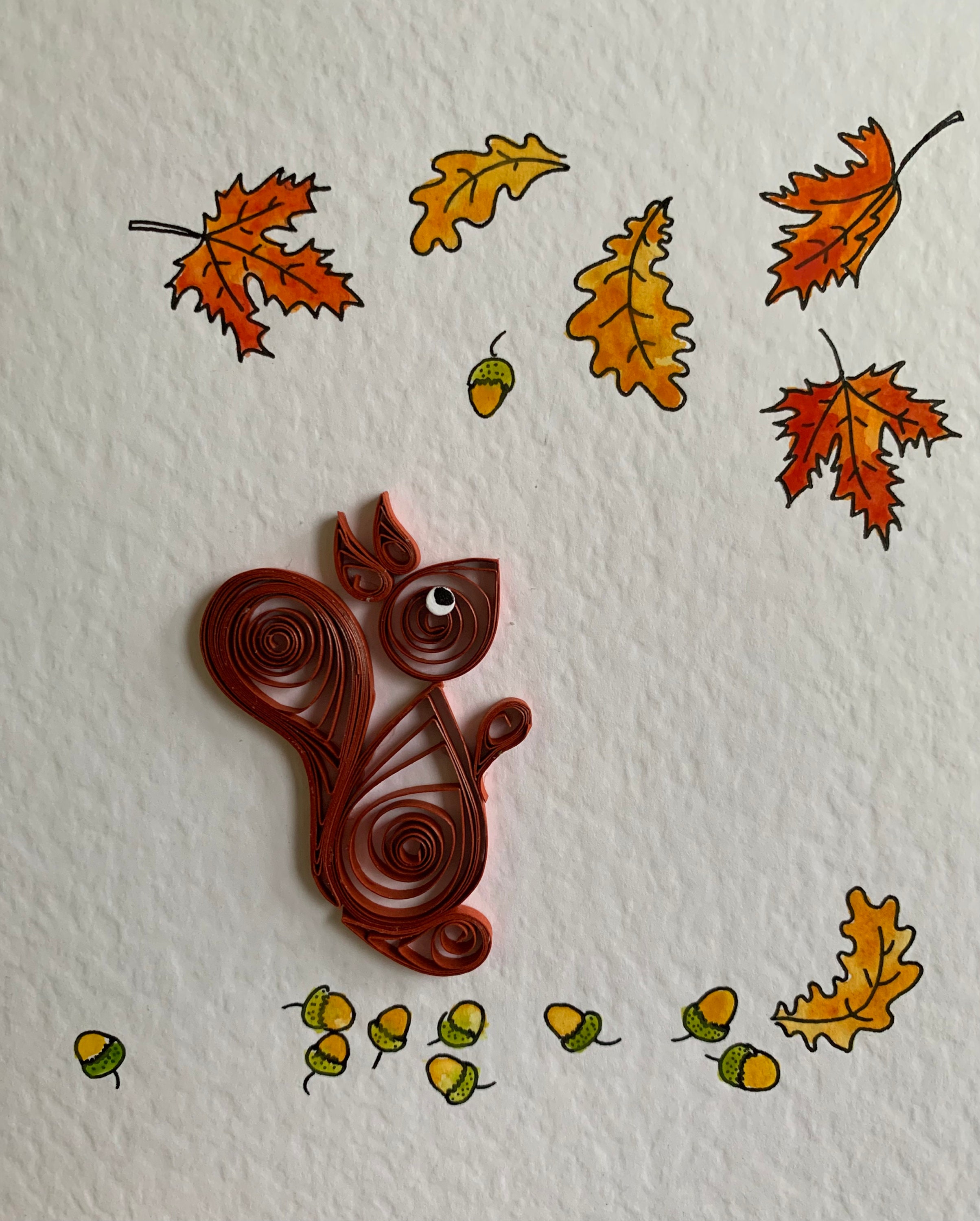 Original Art Hand Painted and Quilled Card Red Squirrel - Etsy UK
