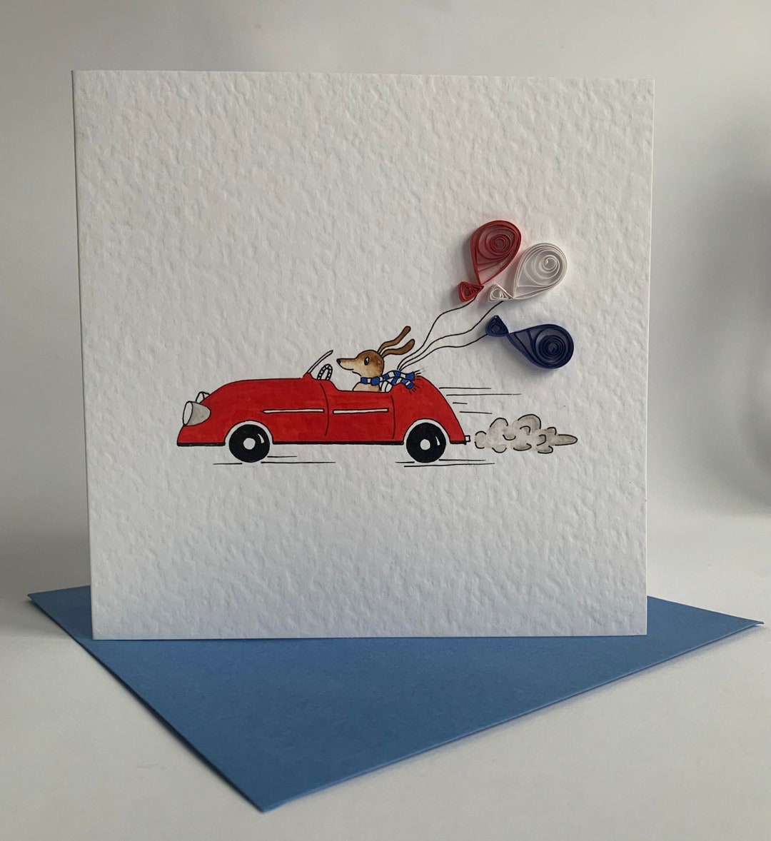 Hand Painted Quilled Birthday Card for Him Racing Car and - Etsy