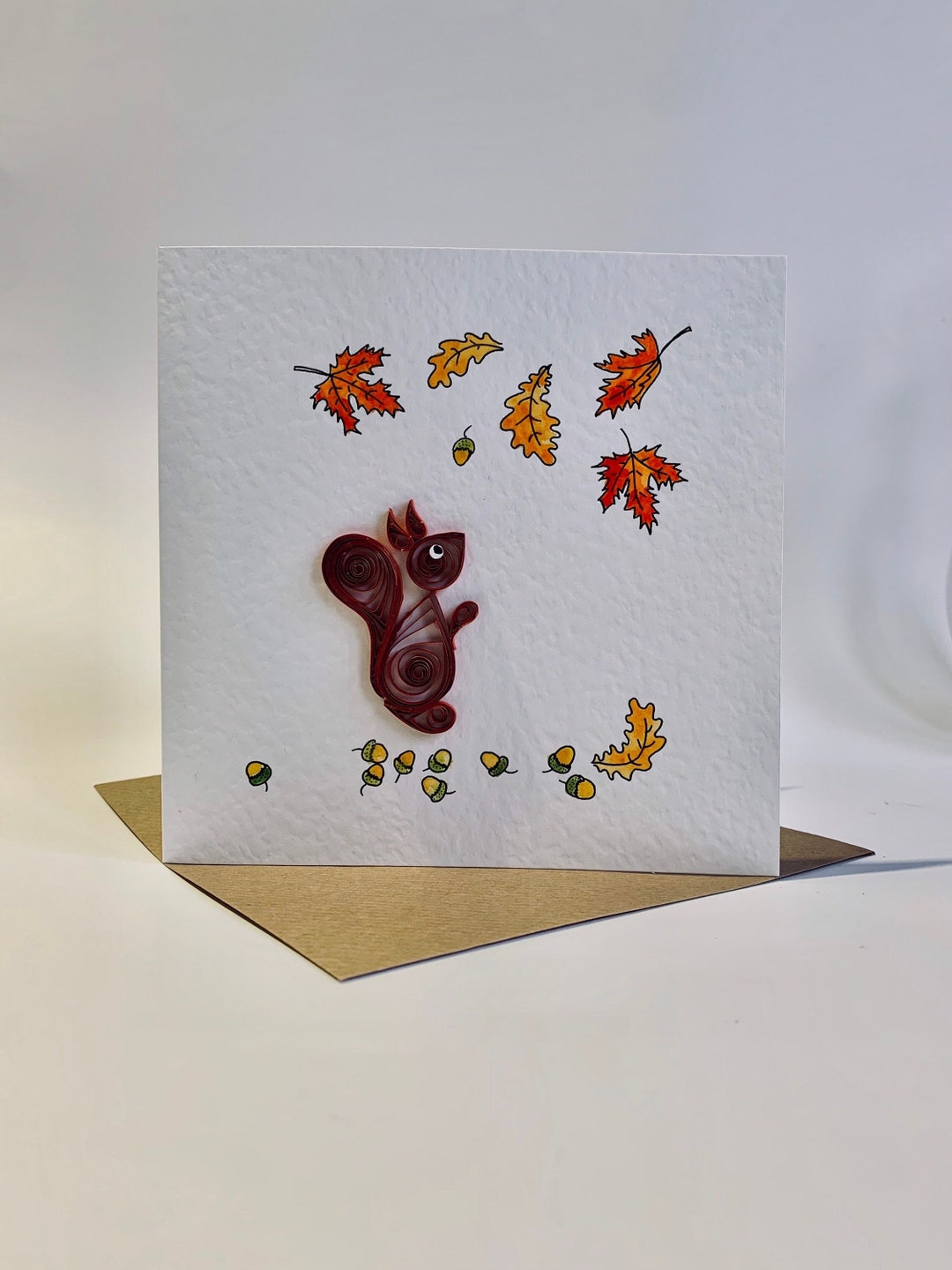 Original Art Hand Painted and Quilled Card Red Squirrel - Etsy UK