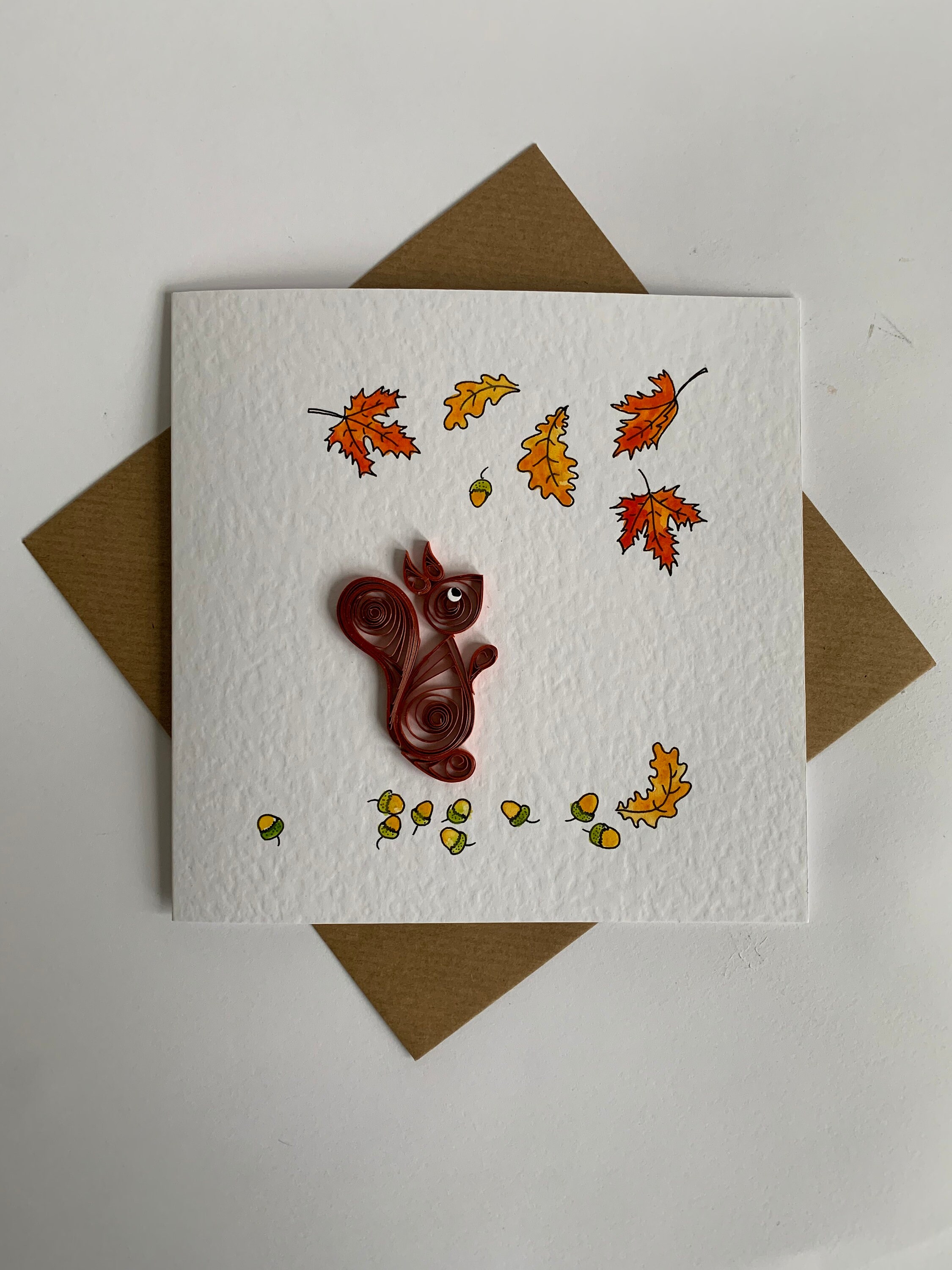 Original Art Hand Painted and Quilled Card Red Squirrel - Etsy UK