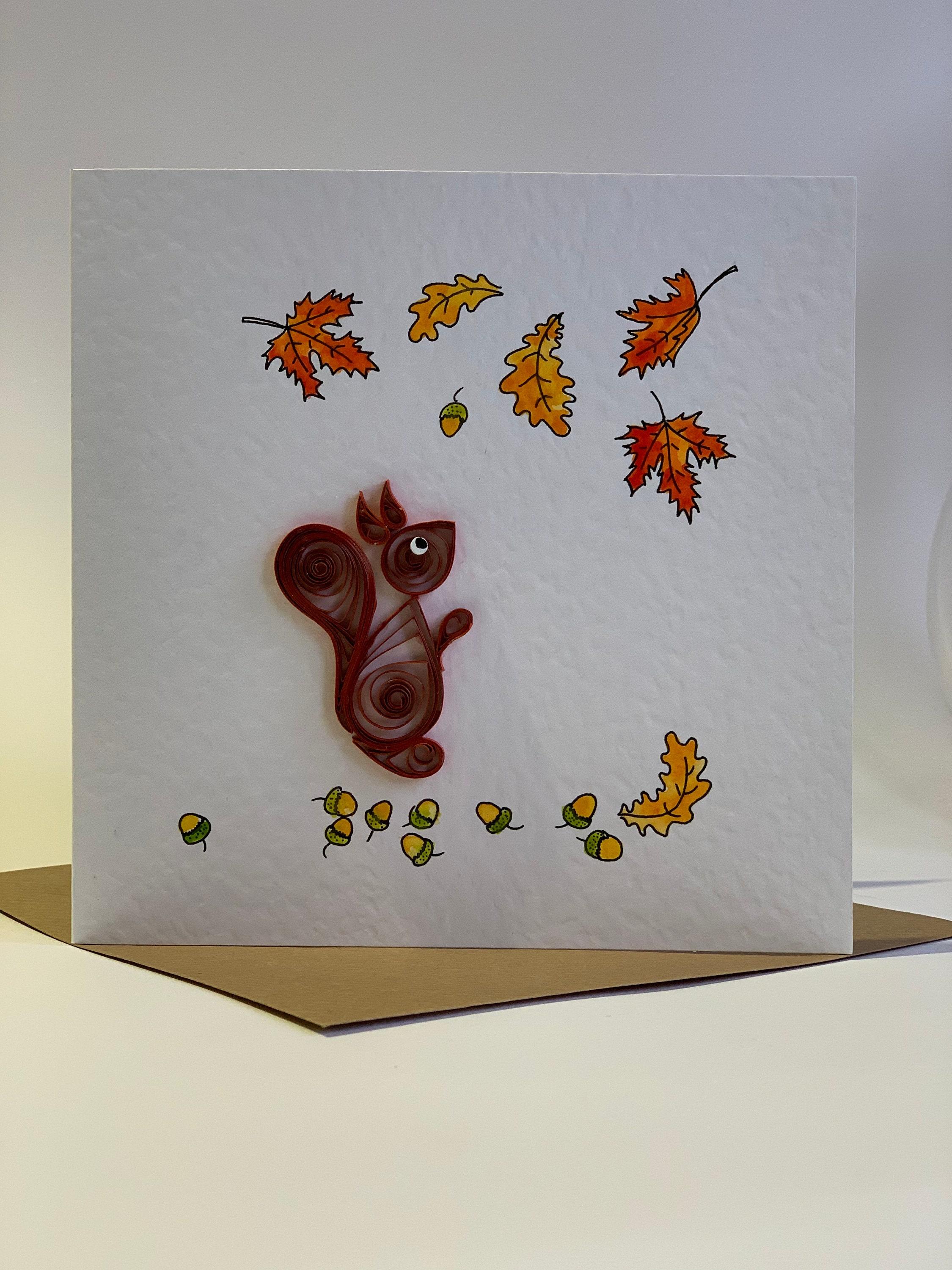Original Art Hand Painted and Quilled Card Red Squirrel - Etsy UK