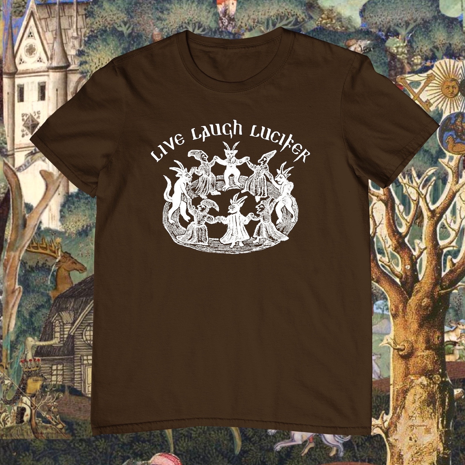 Live Laugh Lucifer Tshirt • Dancing Witches Sabbath Satan Top • Funny ...