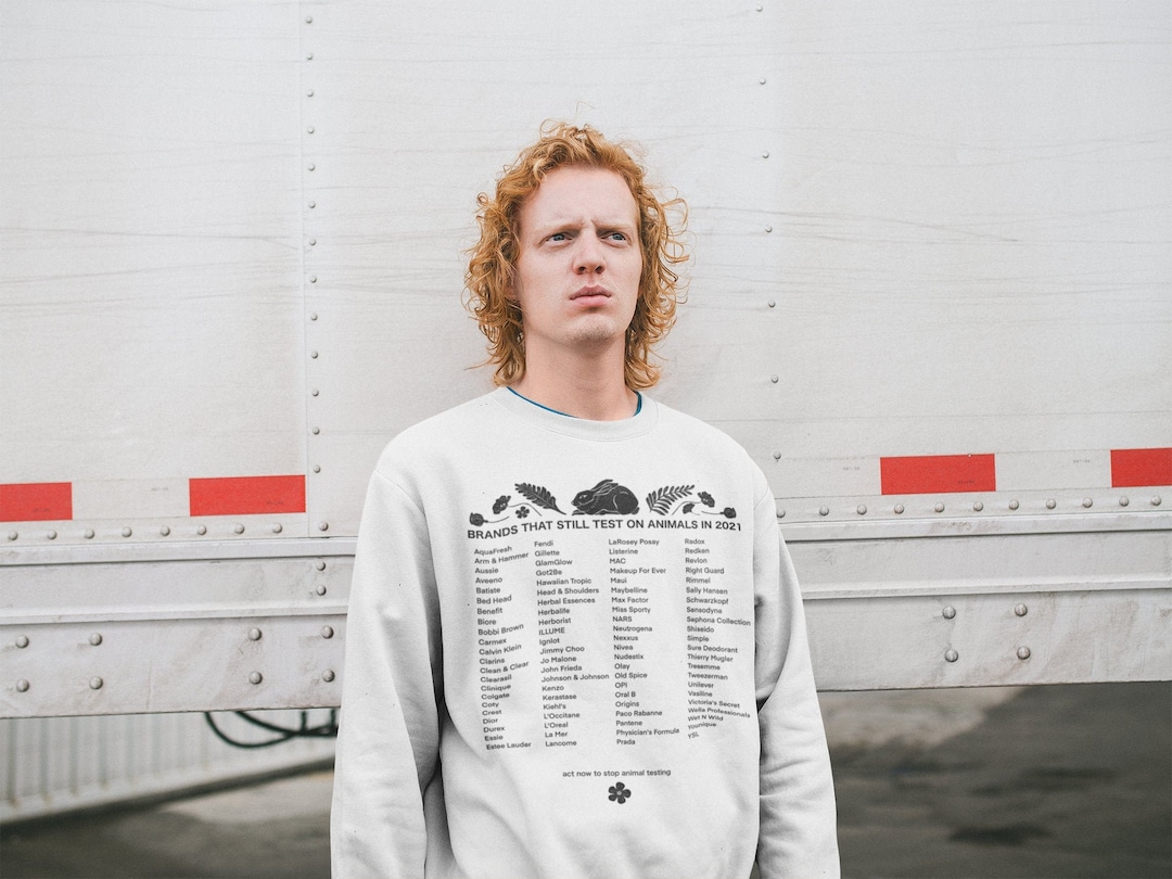 Stop Animal Testing Sweatshirt • Vegan Veganism Activist Sweater • Anti ...