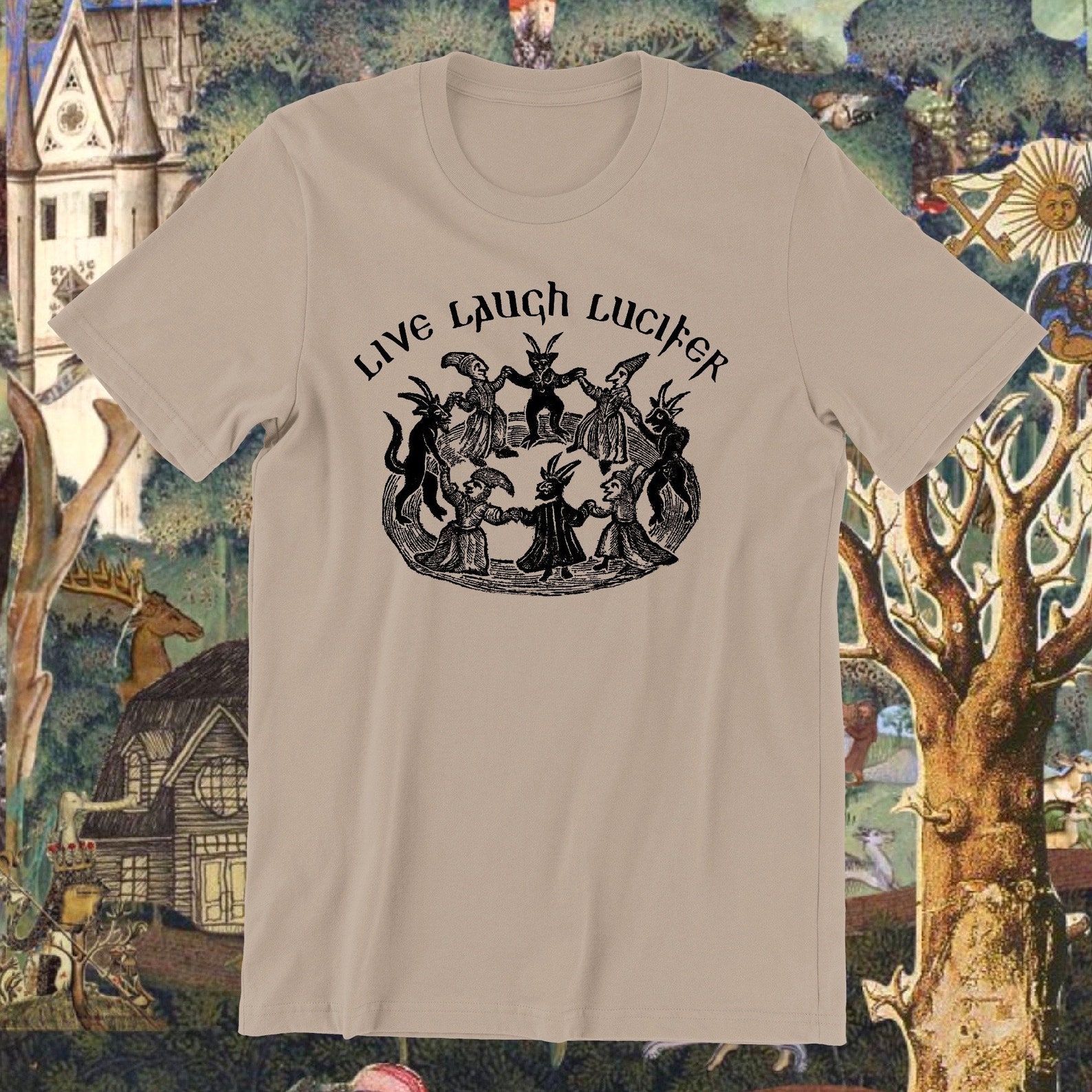 Live Laugh Lucifer Tshirt • Dancing Witches Sabbath Satan Top • Funny ...
