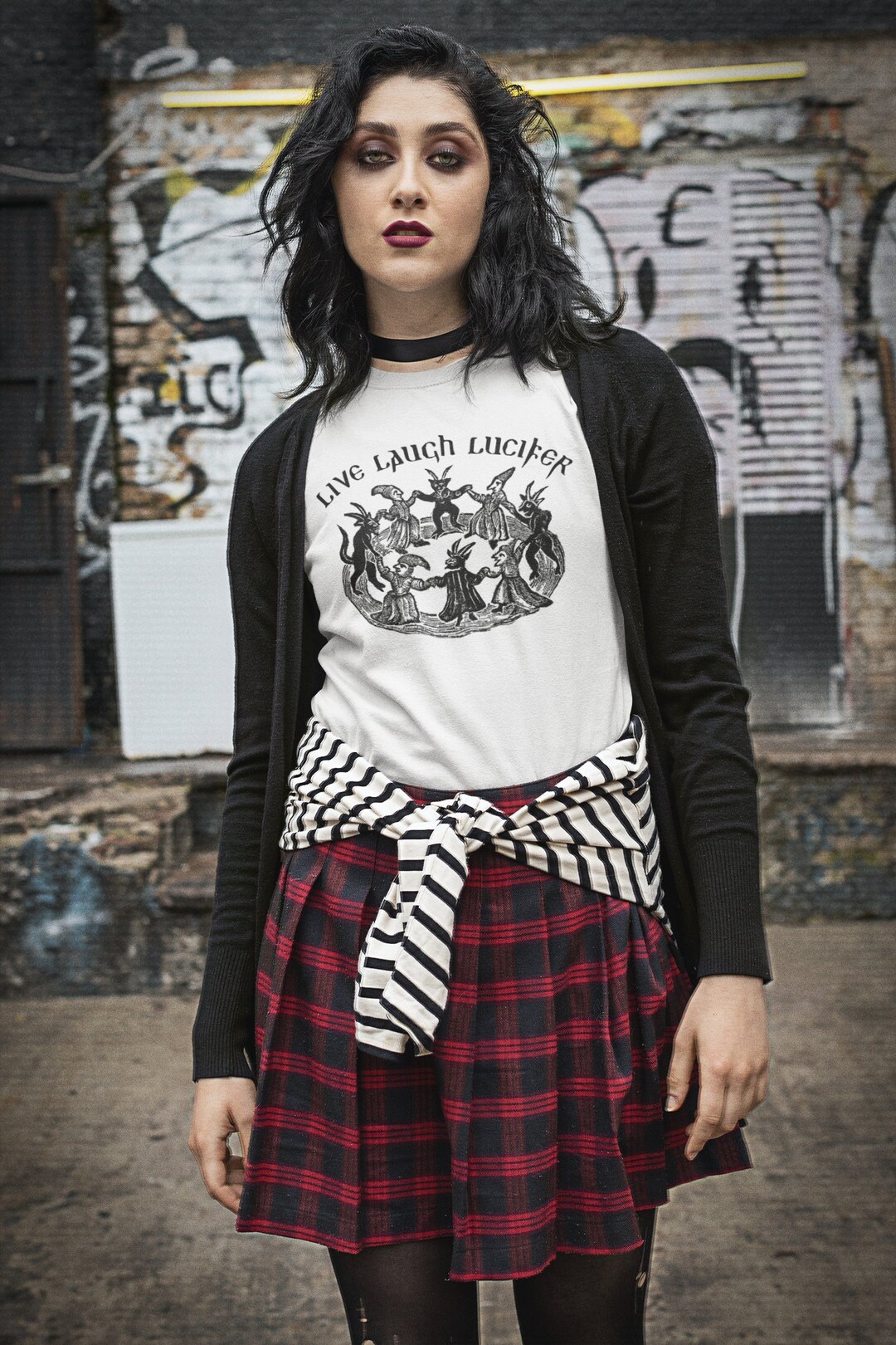 Live Laugh Lucifer Tshirt • Dancing Witches Sabbath Satan Top • Funny ...