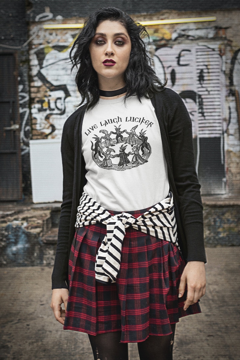 Live Laugh Lucifer Tshirt • Dancing Witches Sabbath Satan Top • Funny ...
