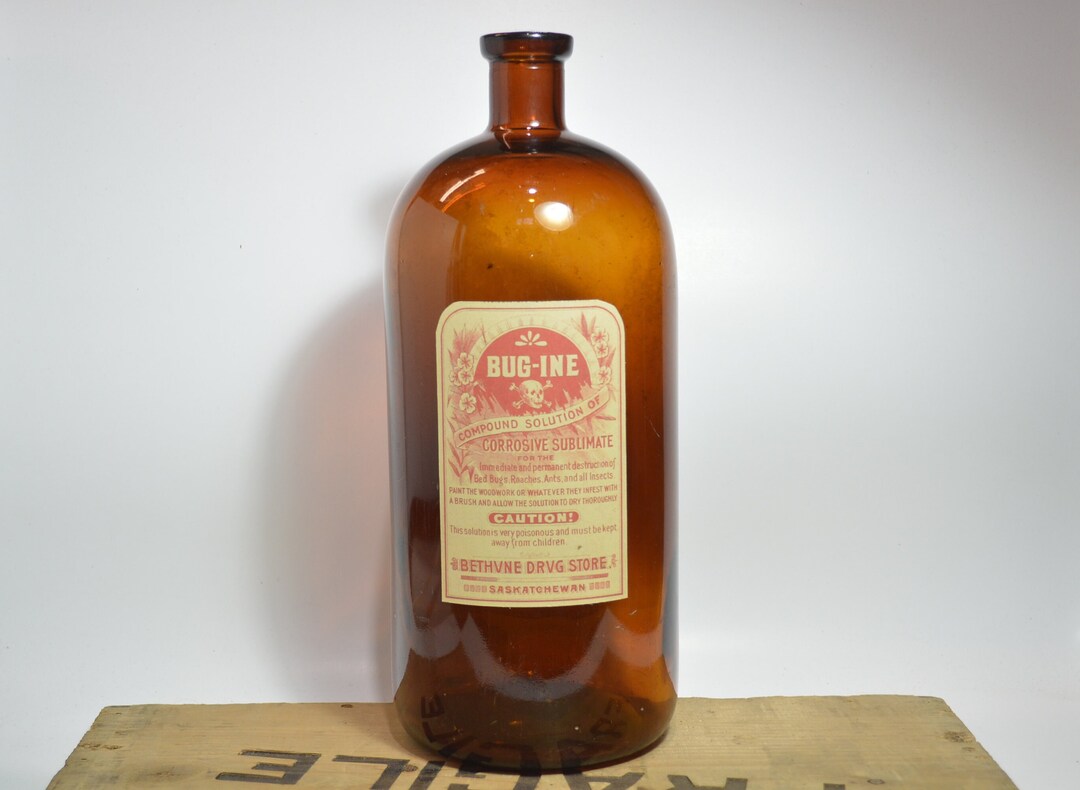 Large Antique Poison Jug Bottle With Reproduction Label / Vintage ...