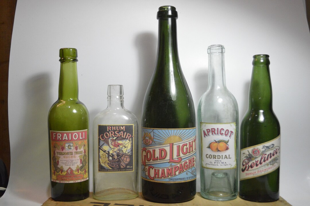 Antique Alcohol Bottles With Reproduction Labels Genuine Antique ...