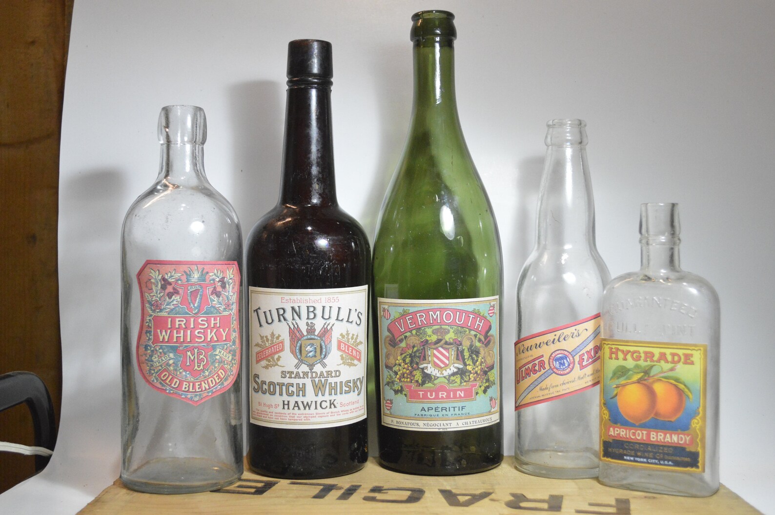 Antique Alcohol Bottles With Reproduction Labels Genuine Antique ...