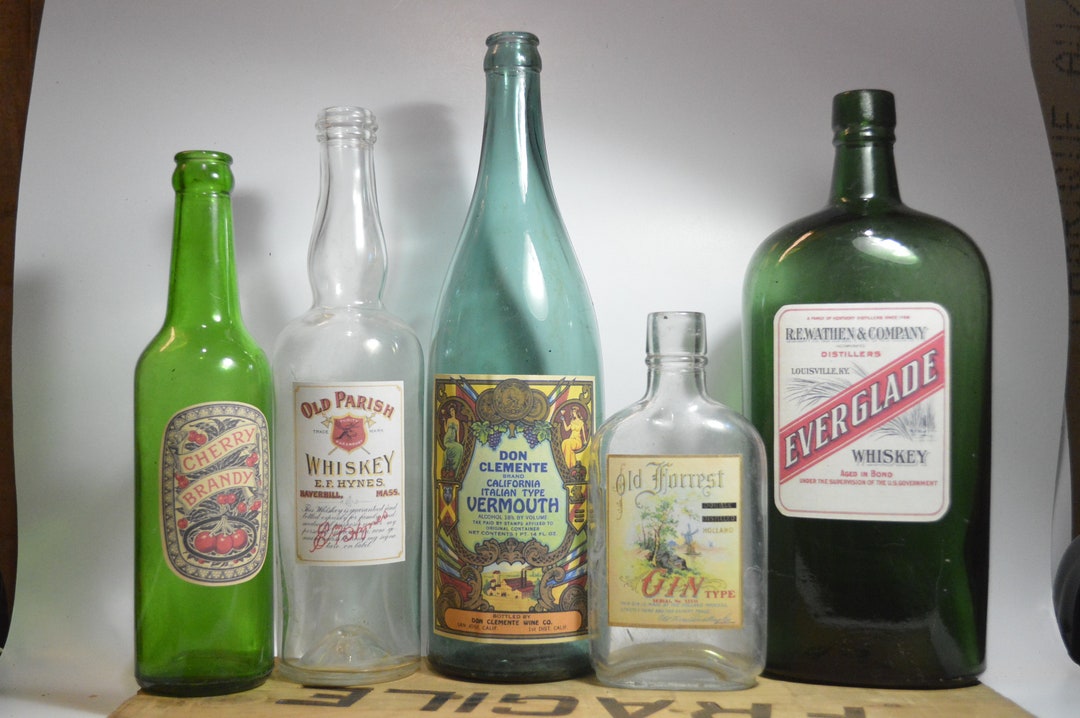 Antique Alcohol Bottles With Reproduction Labels Genuine Antique ...
