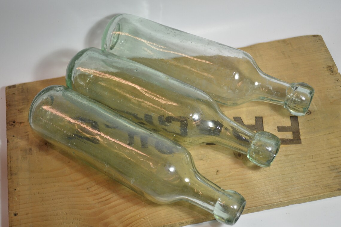 Antique 1890s Round Bottom Bottle Mineral Water / Soda Bottles Lot of 3 - Etsy