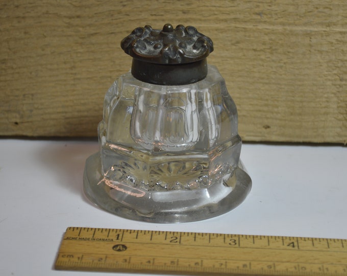 Antique Cut Glass Inkwell With Floral Cap - Etsy