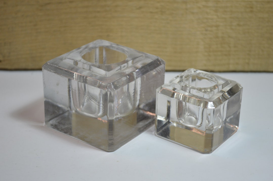 Antique Glass Square Inkwells Lot of 2 - Etsy
