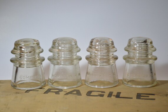 Vintage Clear Glass Insulators Dominion-16 Lot of 4 - Etsy