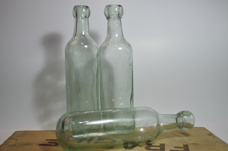 Antique 1890s Round Bottom Bottle Mineral Water / Soda Bottles Lot of 3 ...