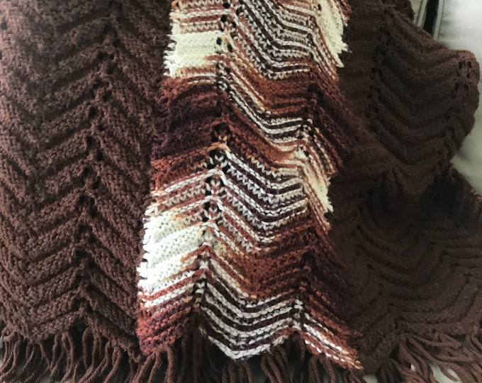 Ripple Afghan in Brown and Cream Crochet Throw Blanket - Etsy