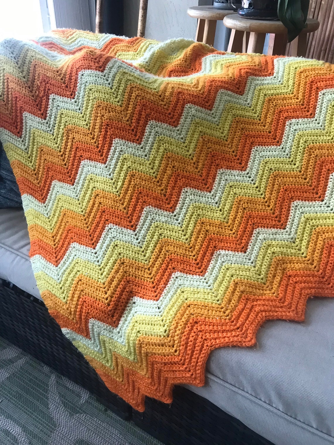 Orange and Yelllow Afghan - Etsy