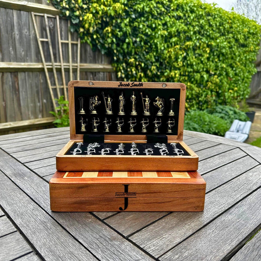 Custom Mythology Metal Chess Set With Storage 25cm-10" | Personalised ...