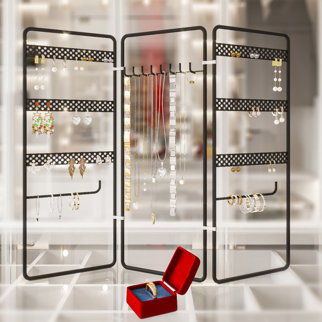 Black / Gold Metal Accessory Holder Organizer Display Uniquely Designed ...