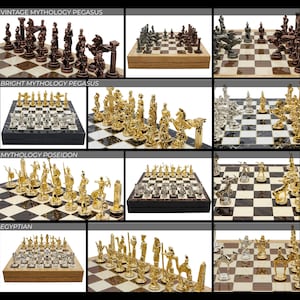 Storage Chess Set W/ Metal Historical Pieces - 14 INCH (36CM) Medieval ...