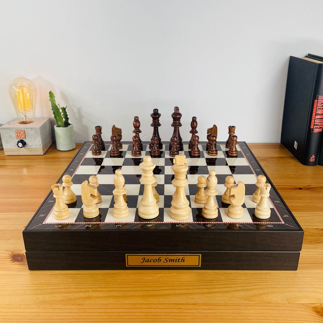 Personalized Wooden Chess Set | 3-in-1 Chess, Checkers & Draughts ...