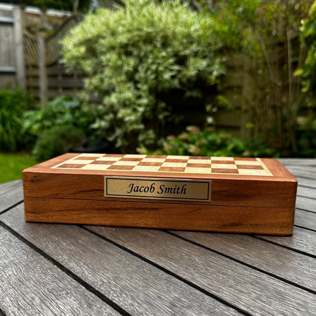 Magnetic Foldable Chess Set With Customised Brass Metal Plate | Solid ...