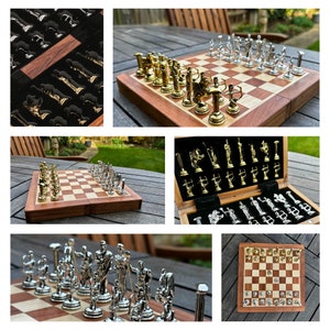 Personalised Chess Set 25cm-10" | Engraving Custom Foldable Travel ...