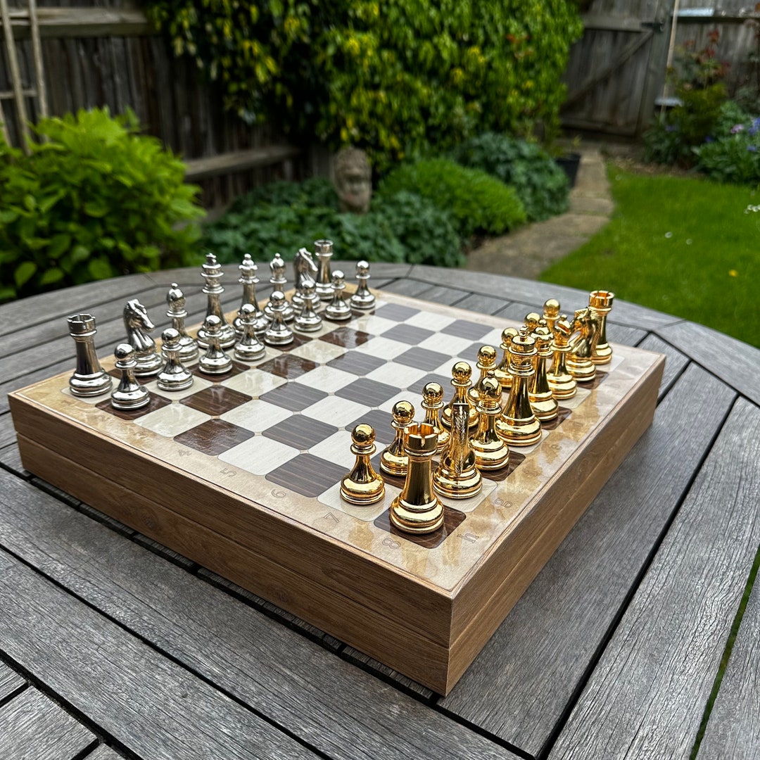 Personalized Storage Chess Set - 14 INCH (36CM)| Metal Staunton ...