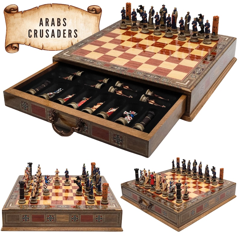 Personalized Themed Chess Set With Drawer 38cm-15" | Premium Medieval ...