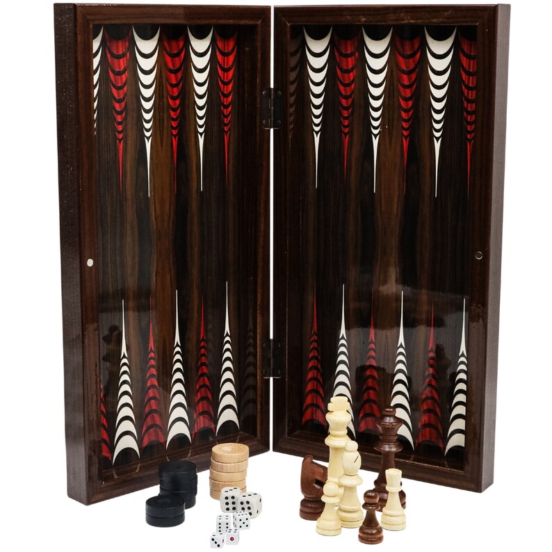 Wooden Backgammon Set | Wooden Storage Chess Set W/ Checkers and Chess ...