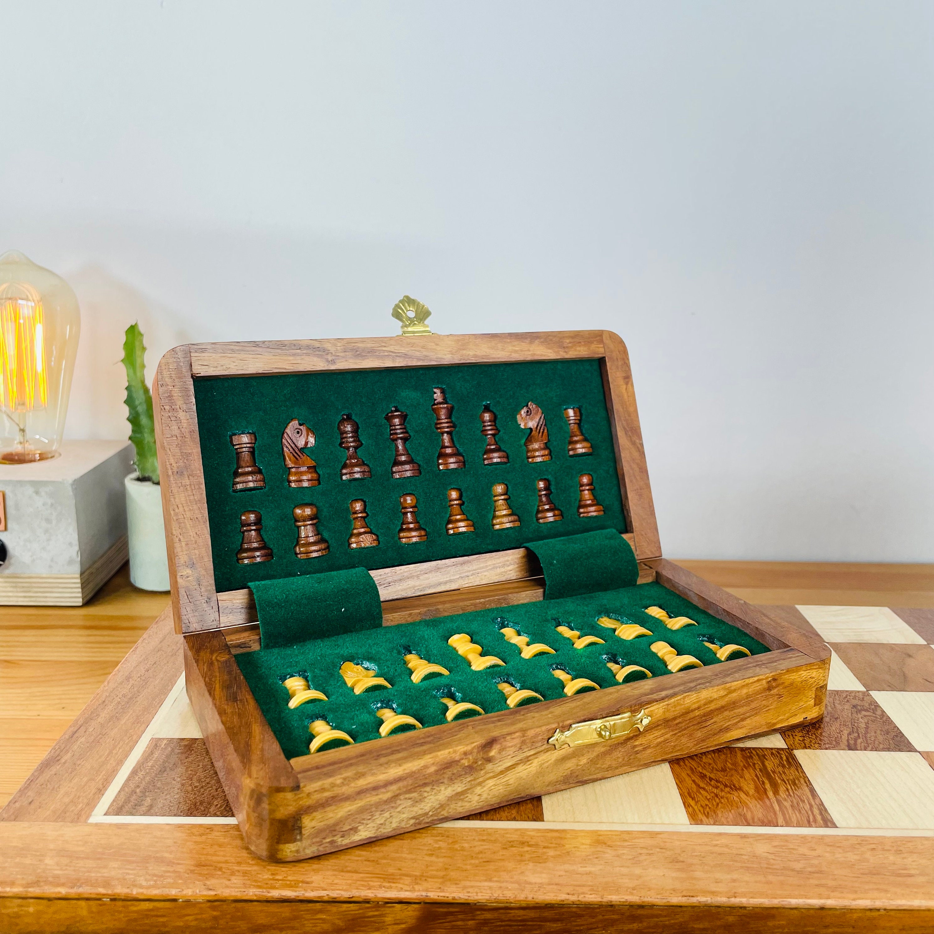 Foldable Magnetic Chess Set 10/12/14/16 Inch | Solid Wood Handmade ...