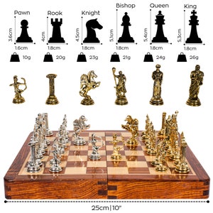 Custom Mythology Metal Chess Set With Storage 25cm-10" | Personalised ...