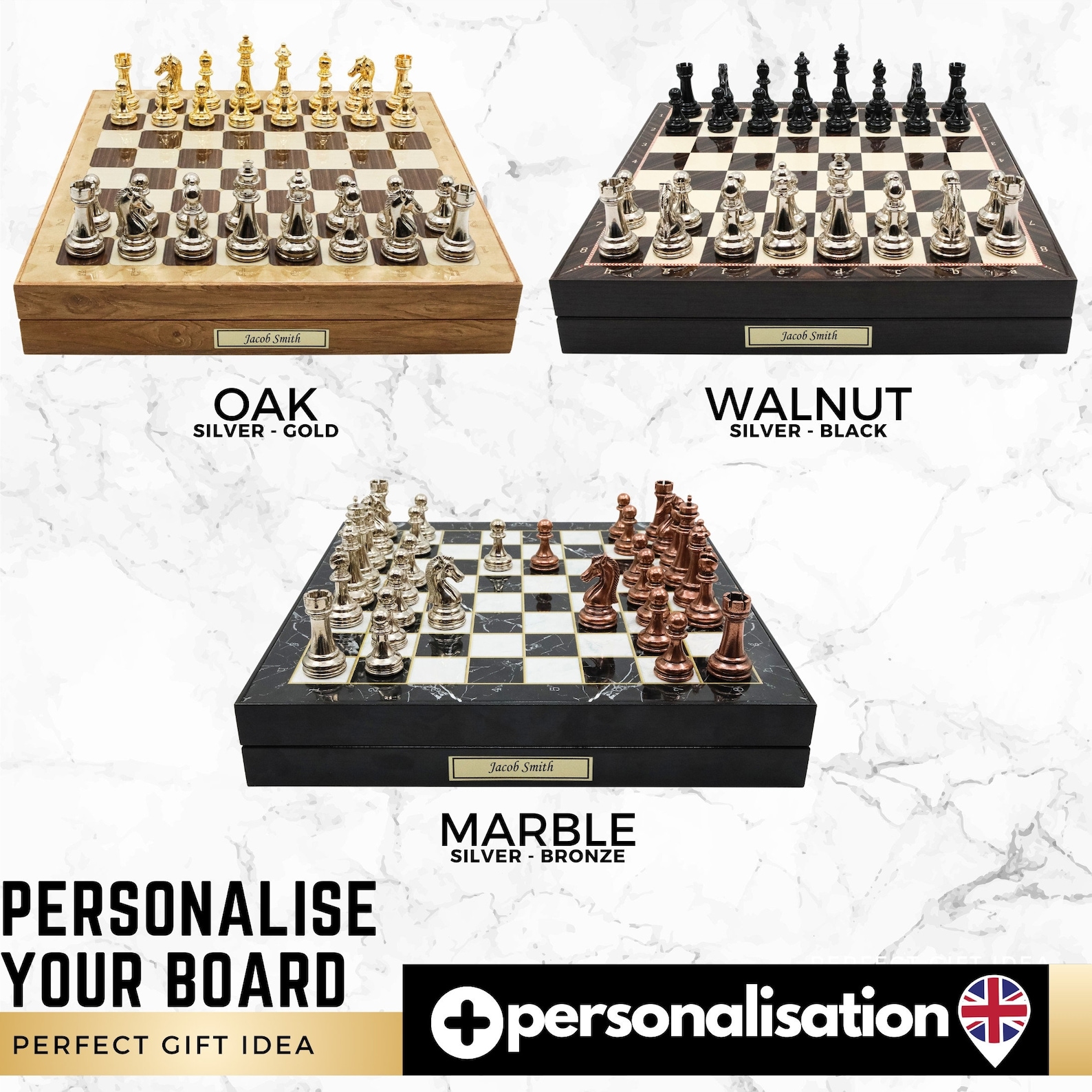 Personalized Storage Chess Set - 14 INCH (36CM)| Metal Staunton ...