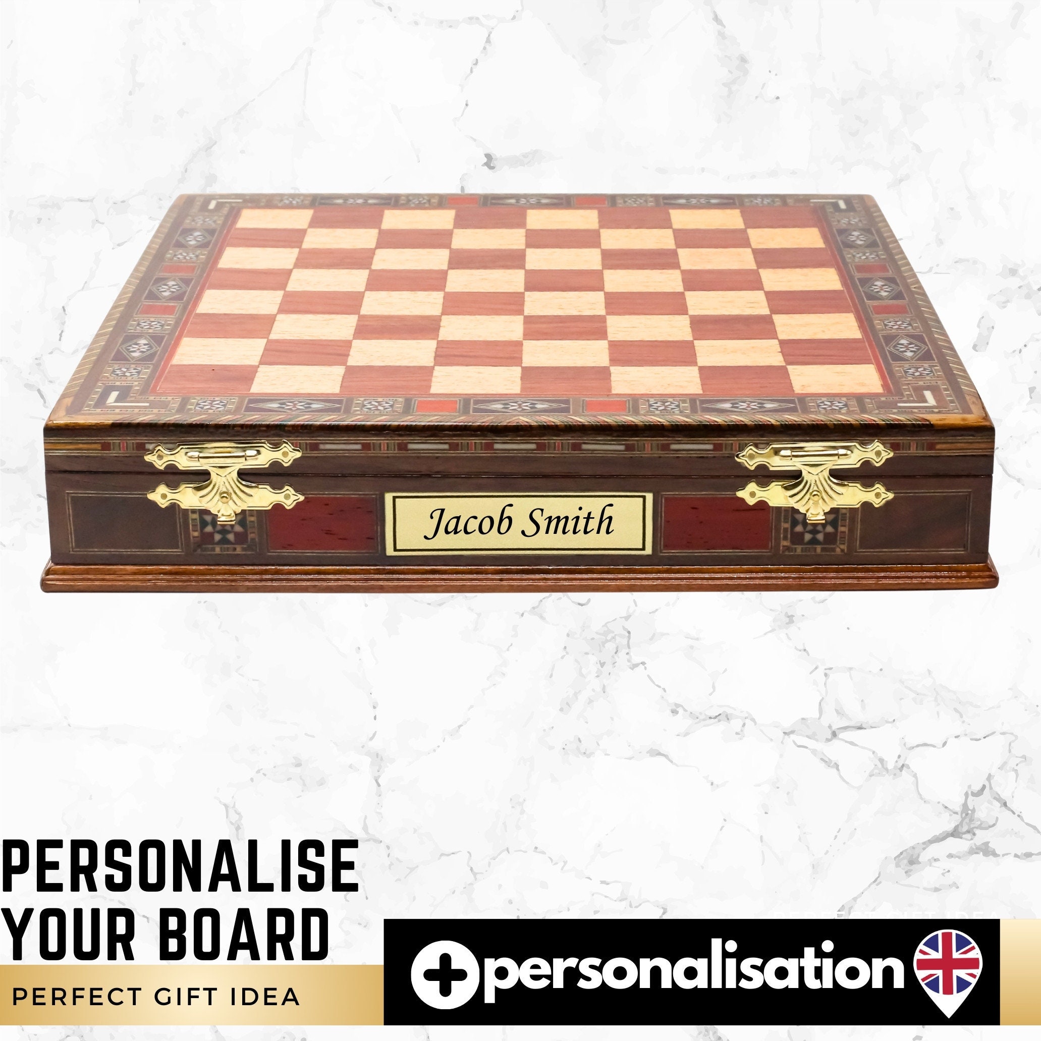 Personalised Storage Chess Board 38CM (15"), Storage Chess Set ...