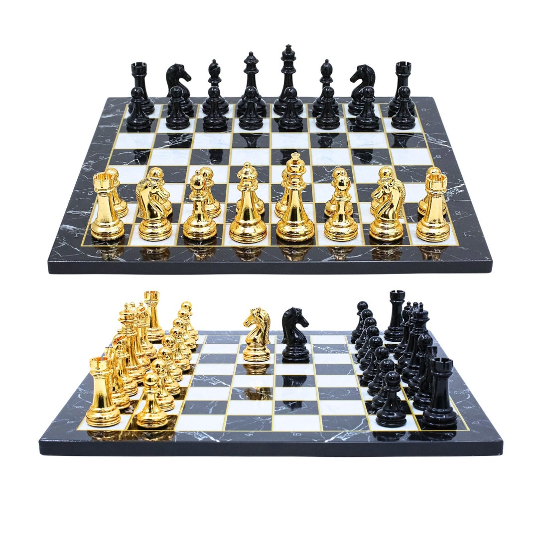 Wooden Chess Set W/ Metal Staunton Weighted Chess Figures, Walnut ...