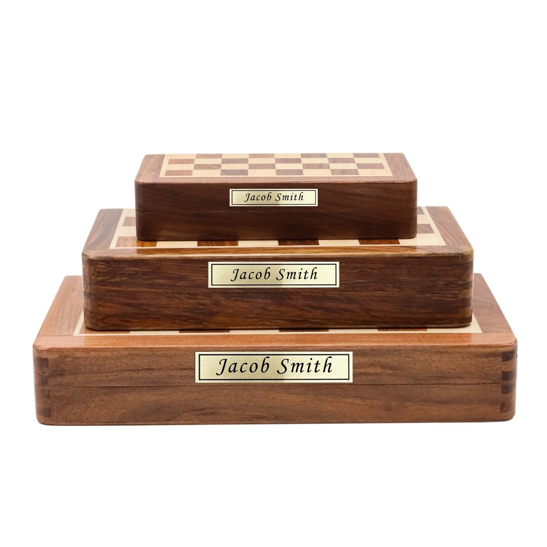 Magnetic Foldable Chess Set | Personalized Brass Metal Plate | Solid ...