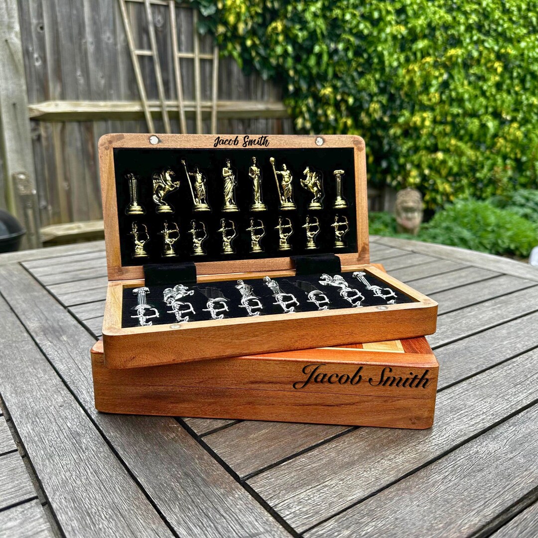 Personalised Chess Set 25cm-10" | Engraving Custom Foldable Travel ...