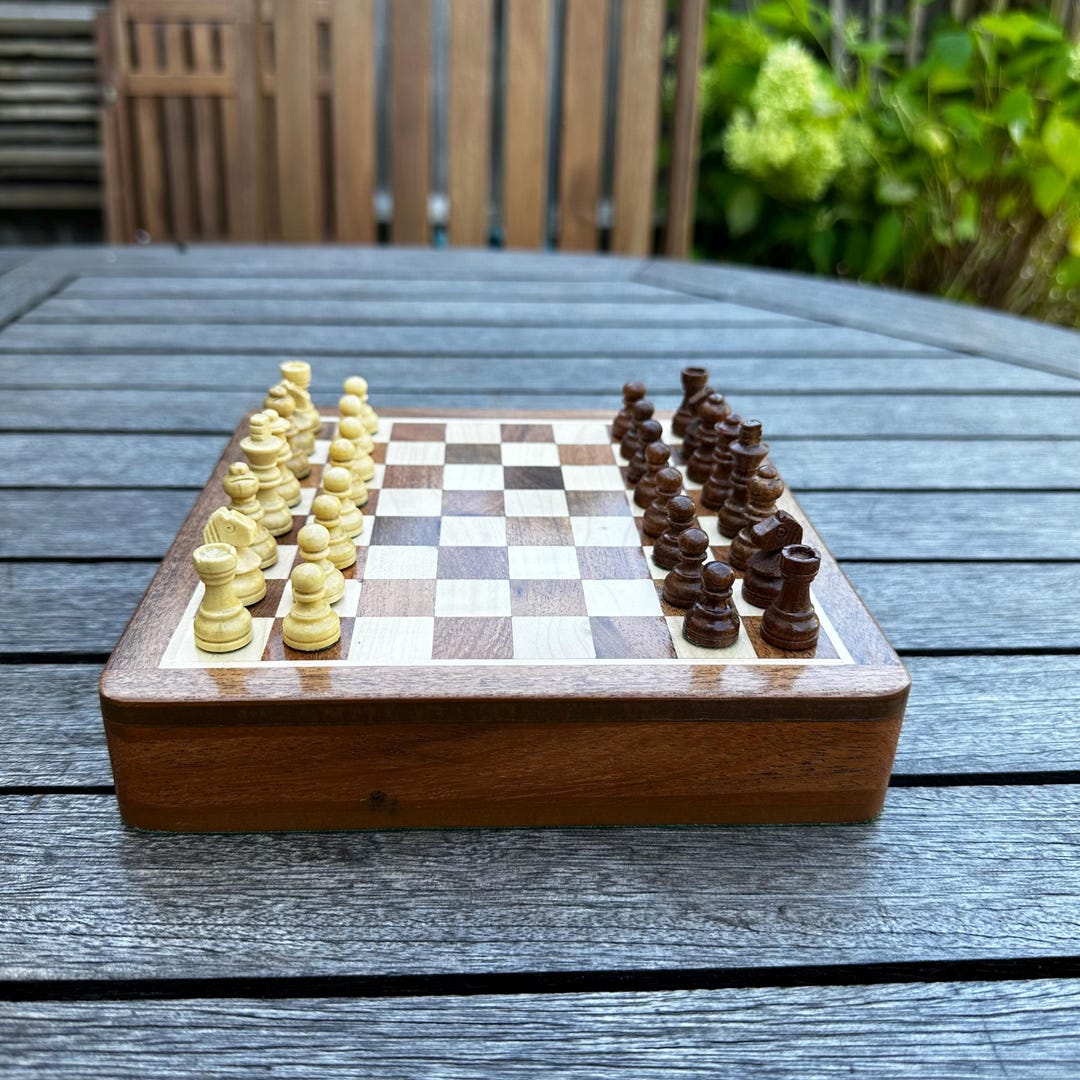 Uniquely Designed Chess Set 5x5 Inch Solid Wood Board W/ In-built ...