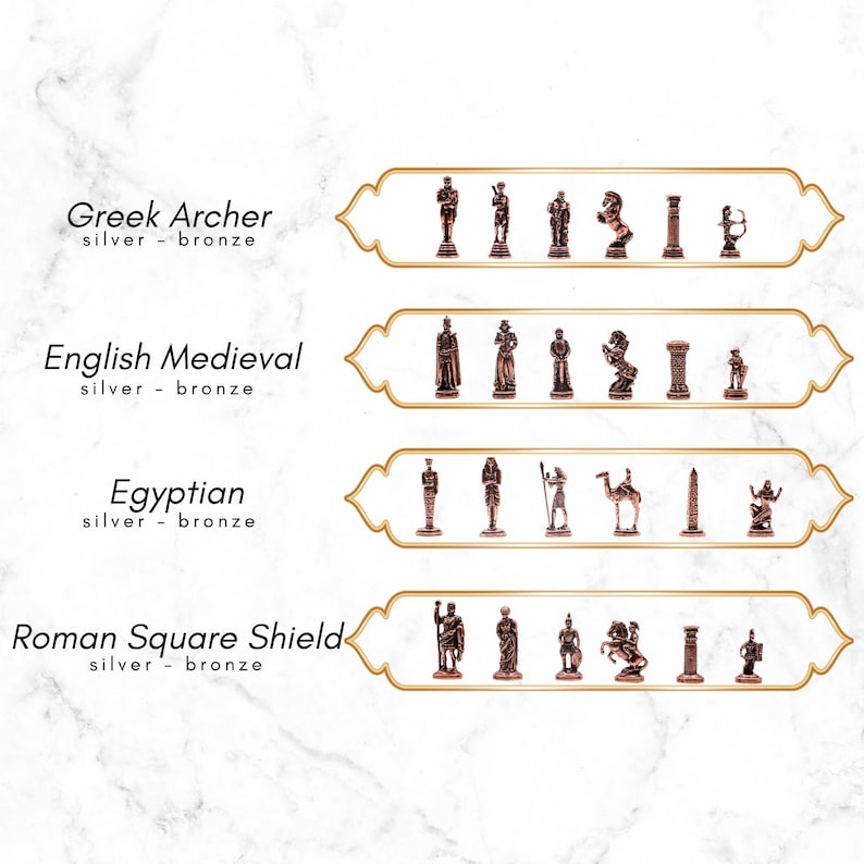 Handmade Metal Chess Set: Thematic Historical Figures, Beech Wood Board ...