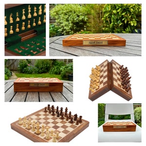 Magnetic Foldable Chess Set With Customised Brass Metal Plate | Solid ...