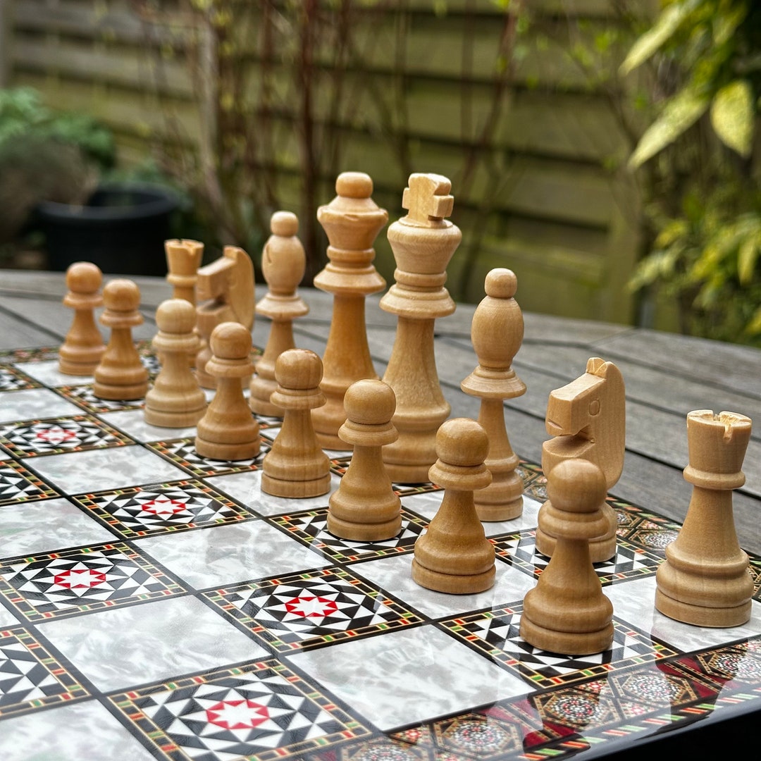 Wooden Chess Board W/ Engraving | Solid Wood Chess Pieces | Customized ...