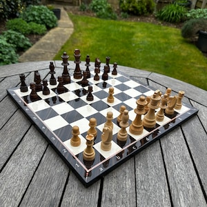 Personalised Chess Board W/ Wooden Chess Pieces | Walnut, Marble ...