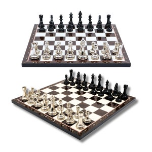 Personalised Wooden Chess Set W/ Die Cast Metal Staunton Weighted Chess ...