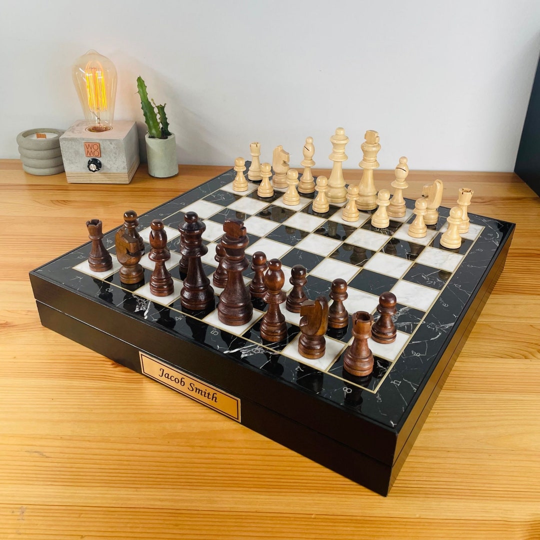 Wooden Chess Set With Foldable Storage | 14 INCH (36CM) | Checkers ...