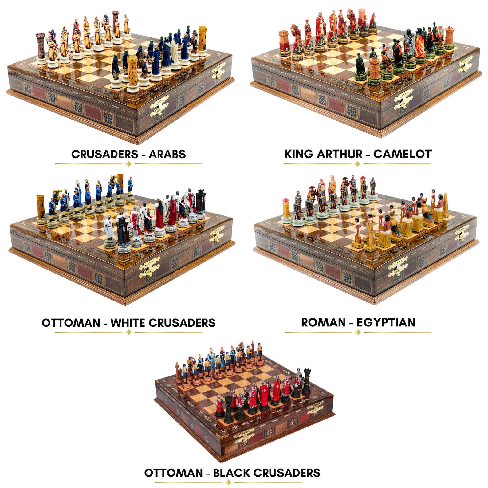 Hand-painted Crusader Chess Set: Beech Wood Board With Storage - Etsy