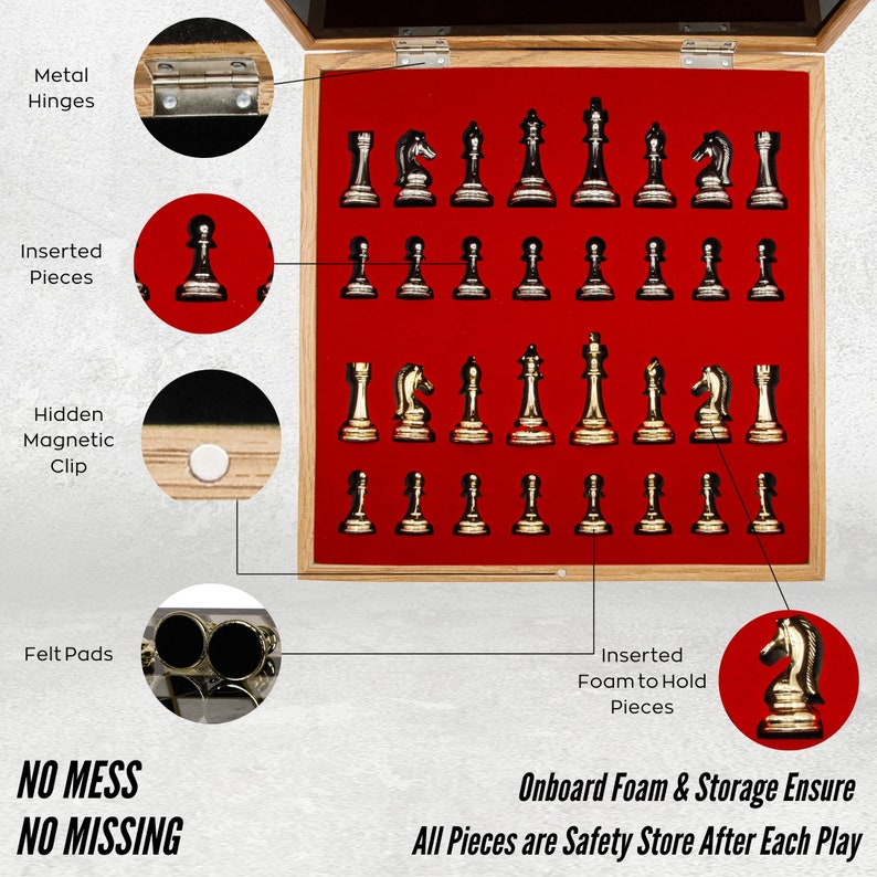 Personalized Storage Chess Set - 14 INCH (36CM)| Metal Staunton ...