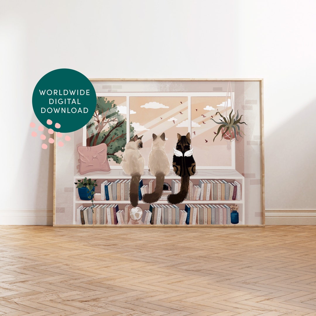 Personalised Cat Window Print (digital), Beautiful Wall Art of Cats on ...